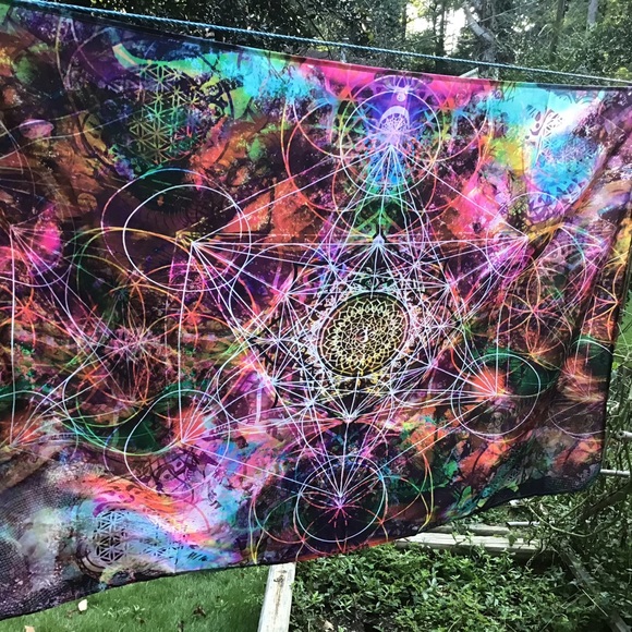 Wall Decor | Sacred Geometry Metatrons Cube Merkaba Tapestry | Poshmark